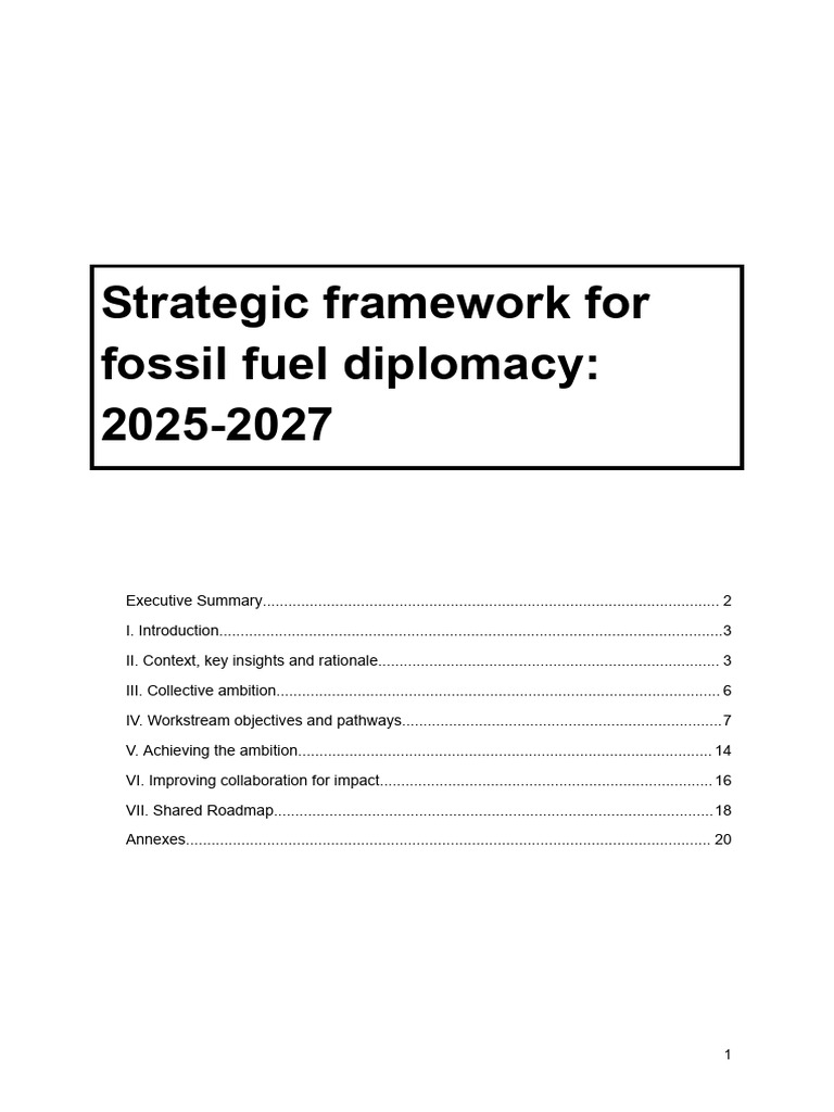 FINAL Strategic Framework On Fossil Fuel Diplomacy | PDF ...