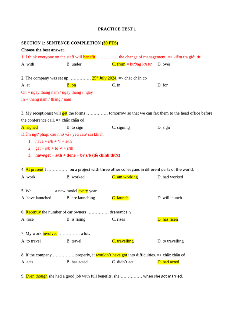 Practice Test 1: English Proficiency | PDF | Human Communication ...