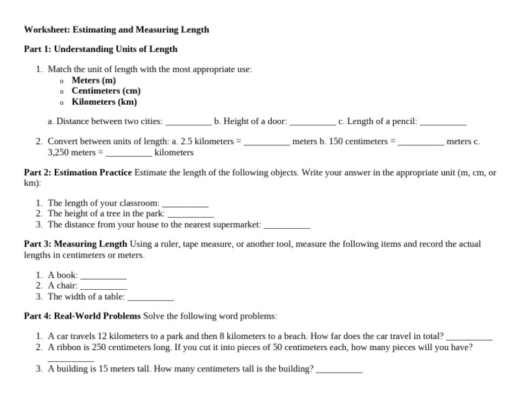 Grade 3 Length Worksheet | PDF