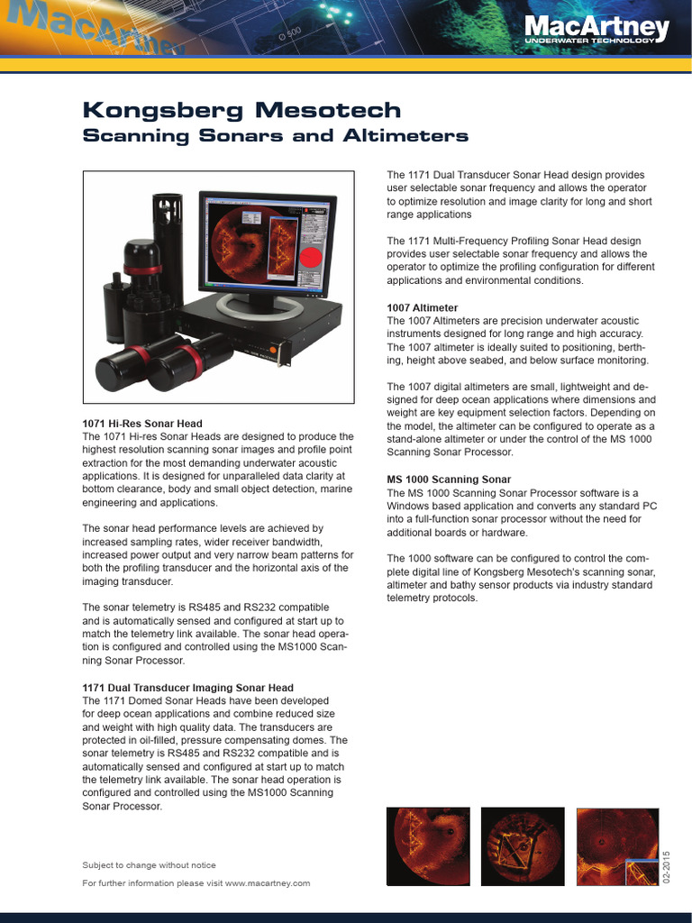 Kongsberg Mesotech Scanning Sonars and Altimeters - Web | PDF | Sonar ...