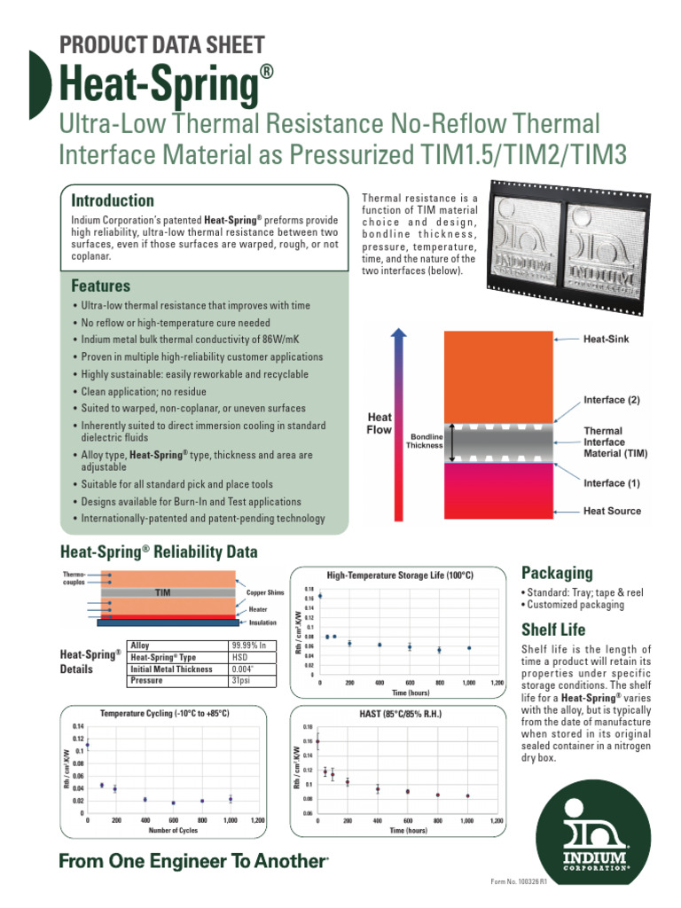 Heatspringultralow Thermal Resistance Noreflow As Tim 1.523 Pds 100326 r1 | PDF | Creep ...