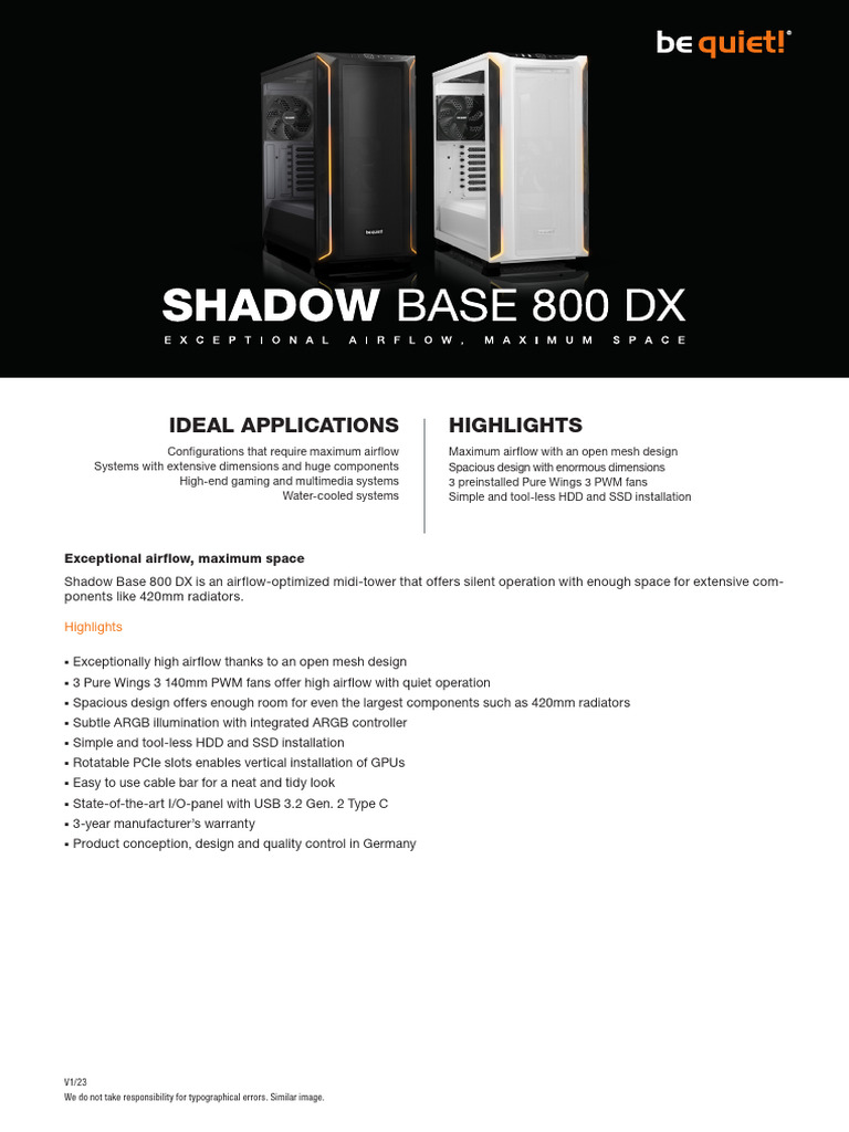 Shadow Base 800 DX Specifications | PDF | Solid State Drive | Usb