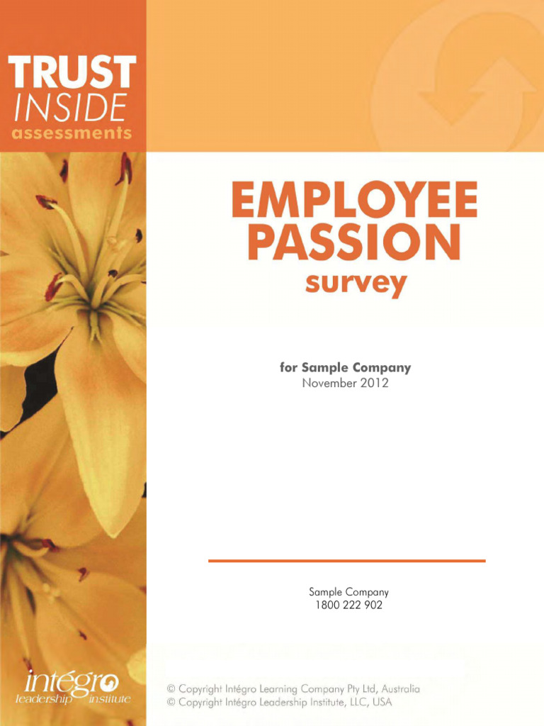 Employee Passion Survey Sample Report | PDF | Leadership | Employment