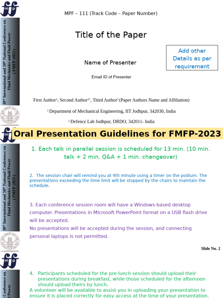 Template For Oral Presentation FMFP 2023 | PDF | Computer Architecture ...