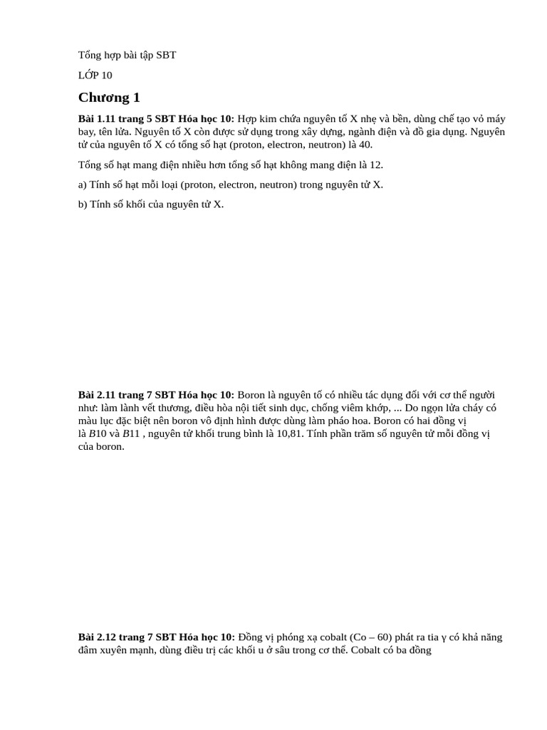 Tổng hợp bài tập SBT | PDF