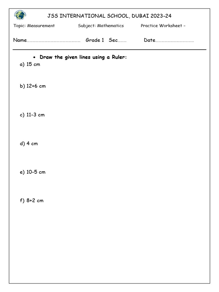 Practice Worksheet - Measurement | PDF