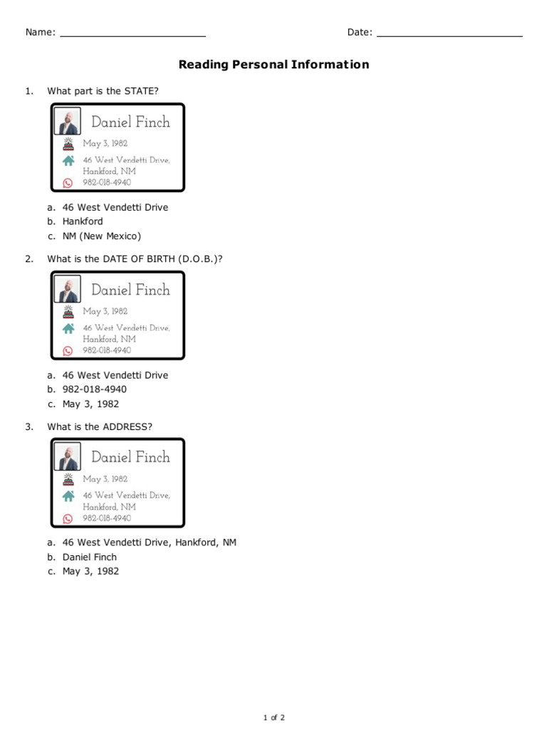 Reading Personal Information | PDF