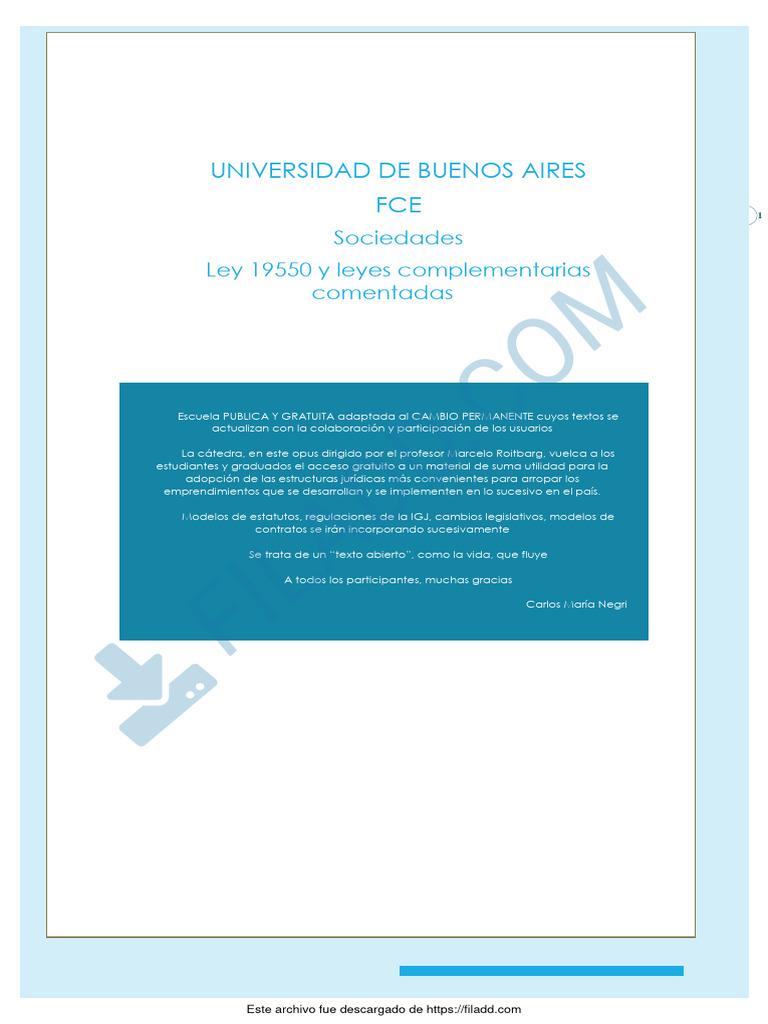 1 Ley General de Sociedades 19550 Comentada - Carlos Maria Negri | PDF ...