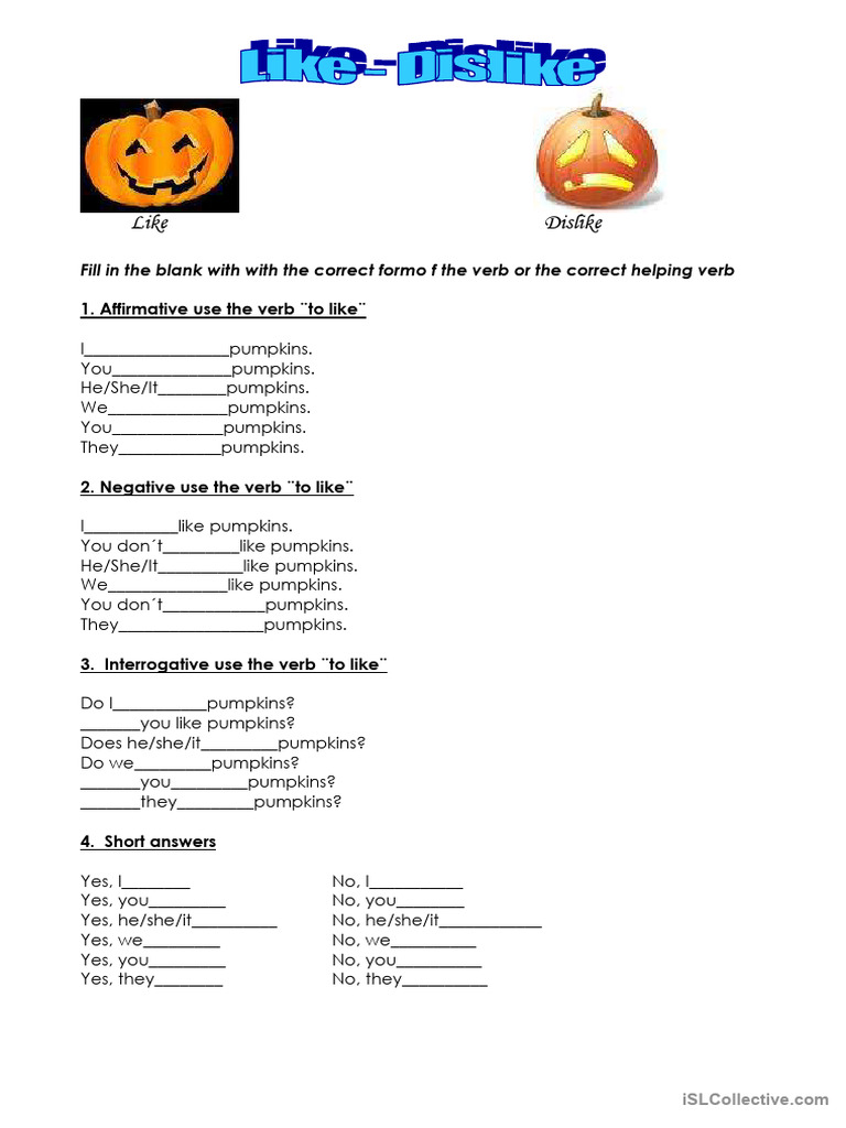 Verb Forms Practice: "To Like" | PDF