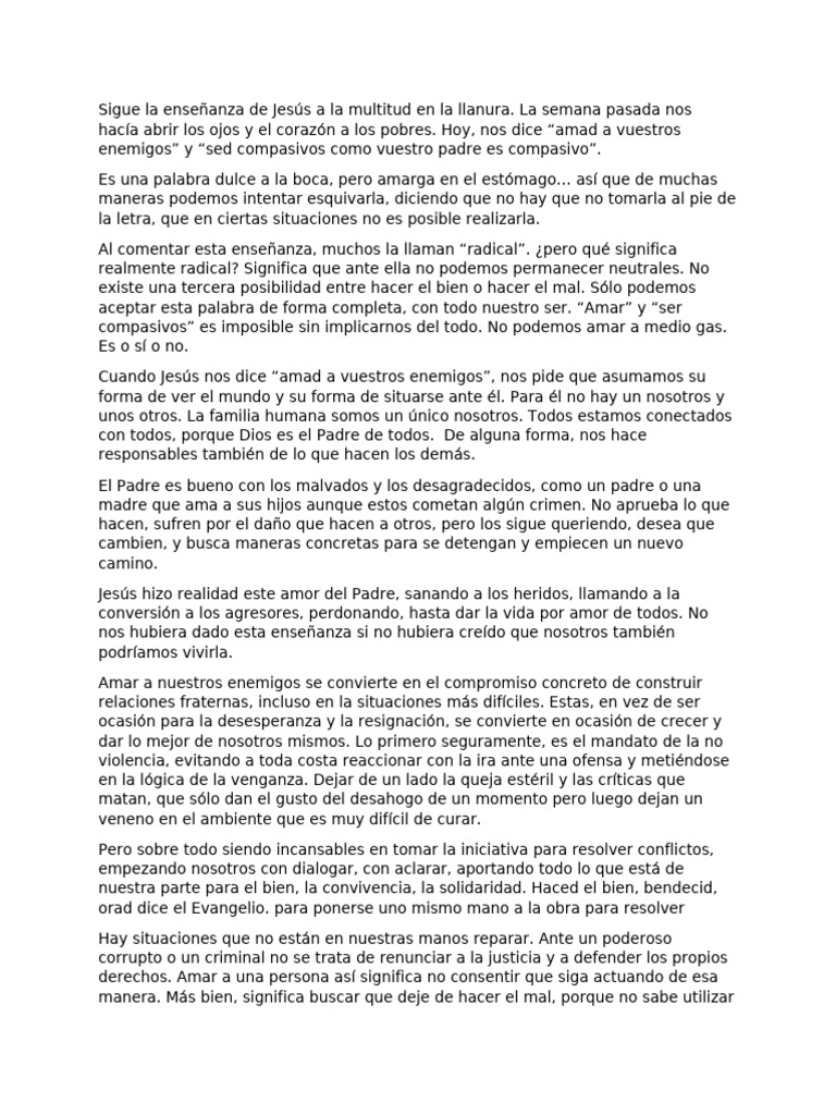 C7 Homilía Domingo 7 Tiempo Ordinario Ciclo C | PDF | Amor