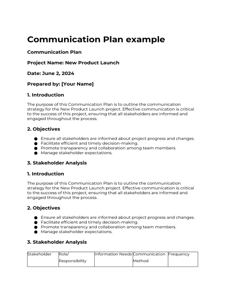 Communication Plan Example | PDF | Marketing | Communication