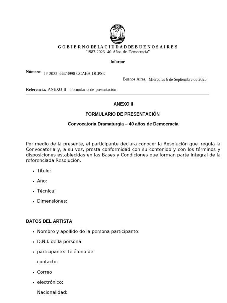 Anexo II - Formulario | PDF