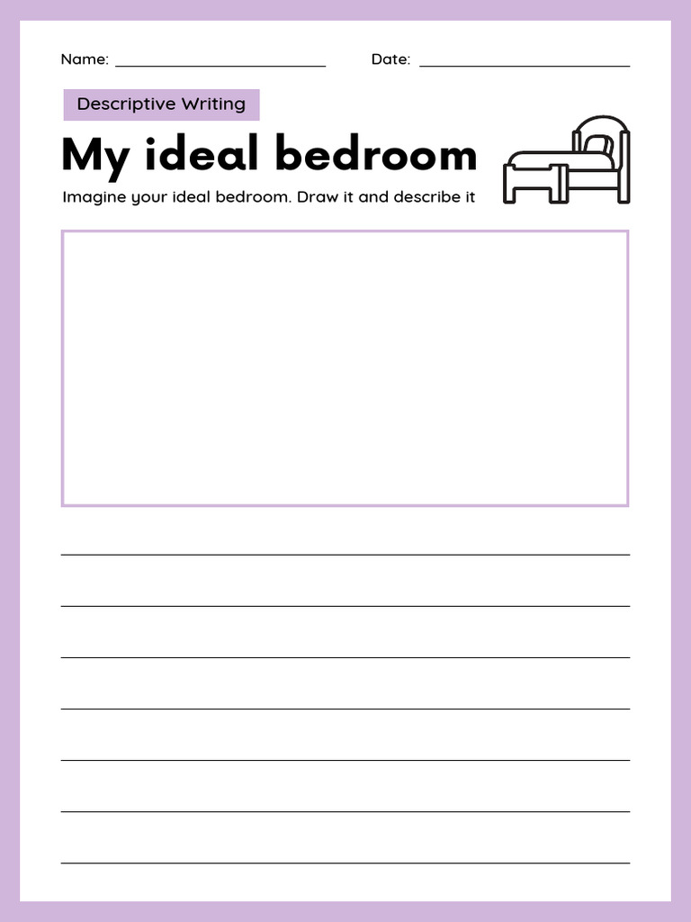 Lilac My Ideal Bedroom Writing Activity Worksheet | PDF