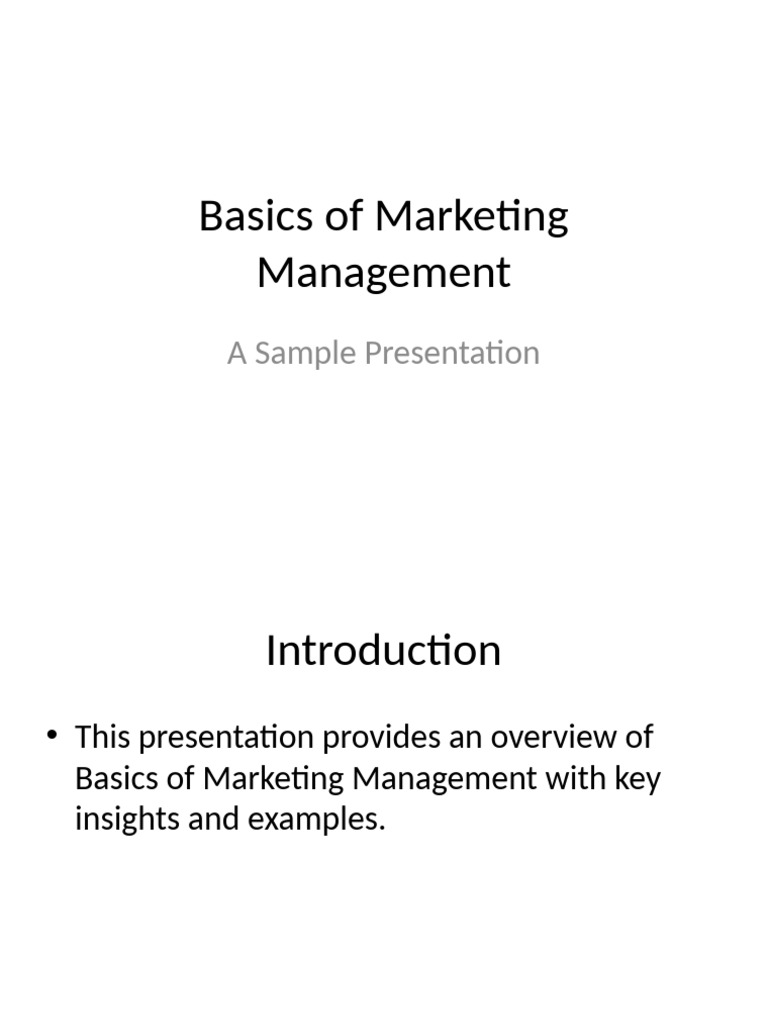 Overview of Marketing Management Basics | PDF