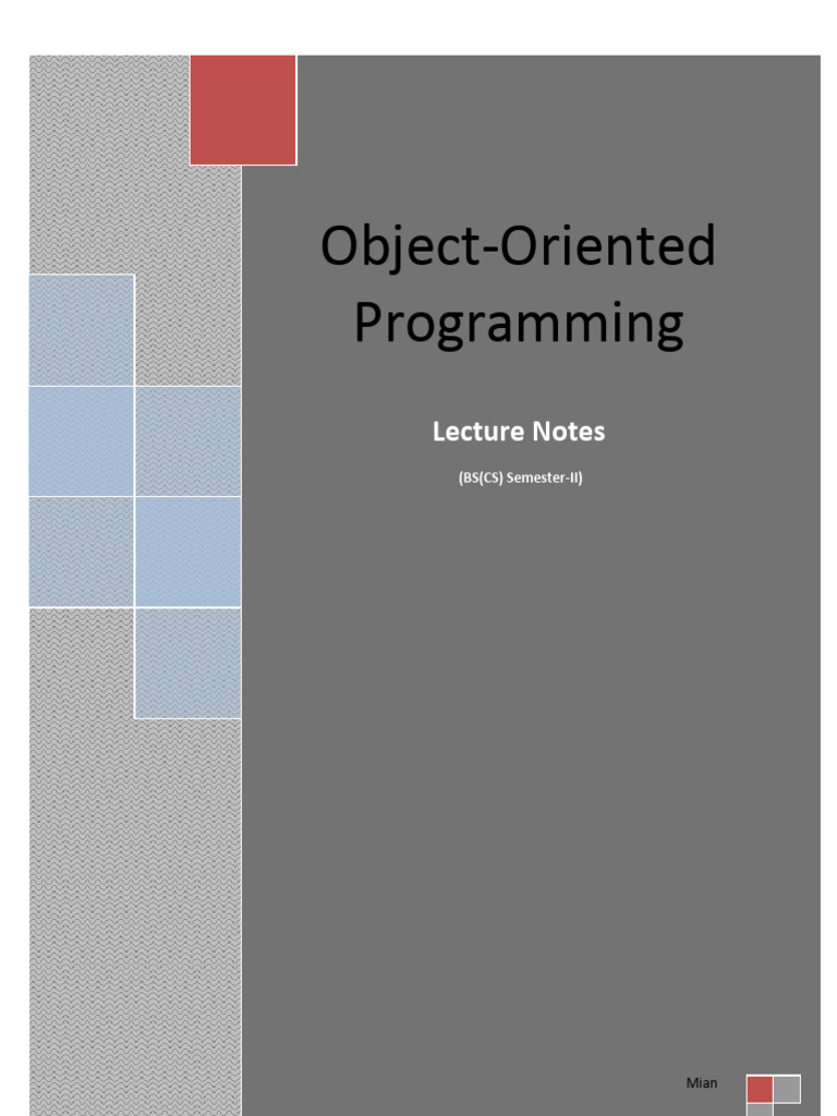 Object-Oriented Programming Notes | PDF | C++ | Class (Computer ...