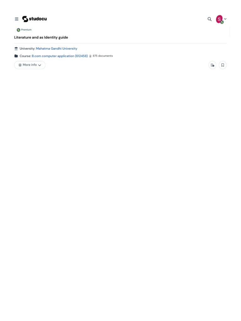 Literature and as Identity guide - B.com computer application - Studocu | PDF