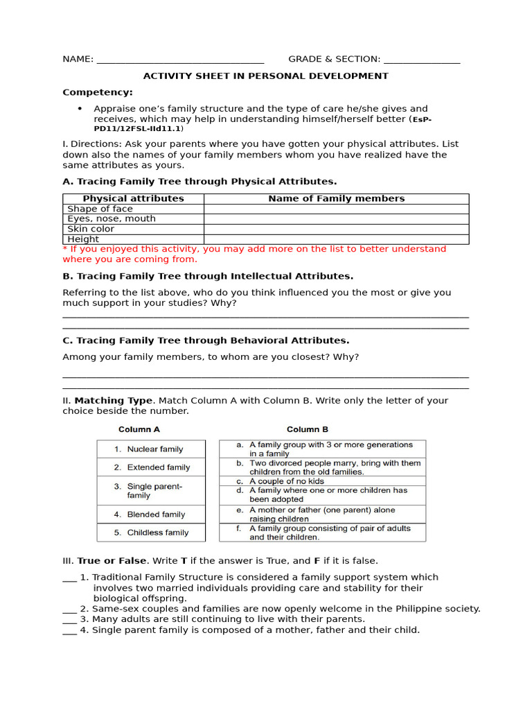 Understanding Family Structures Activity | PDF | Family | Parent