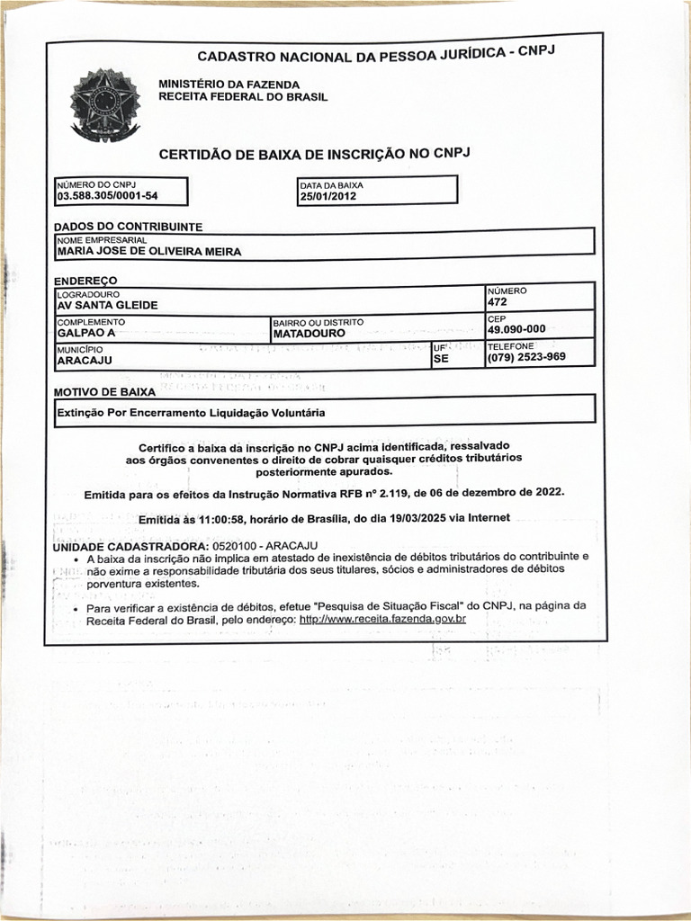 Cadastro Nacional Da Pessoa Jurídica - CNPJ | PDF