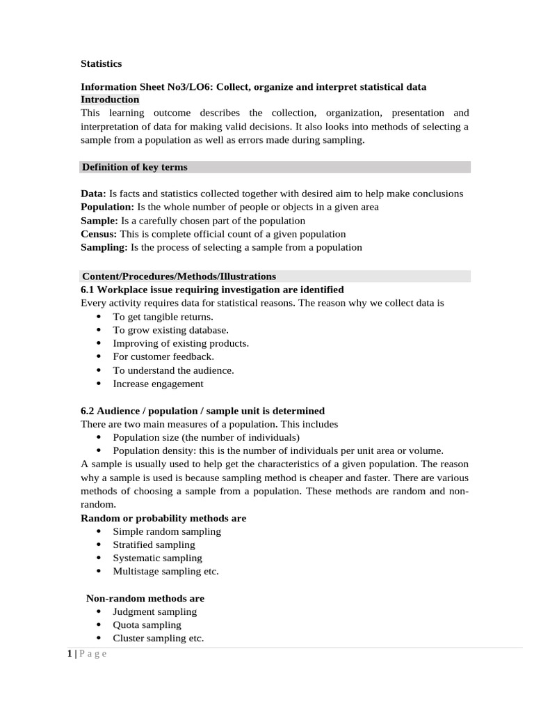 Statistical Data Collection and Analysis | PDF | Level Of Measurement ...