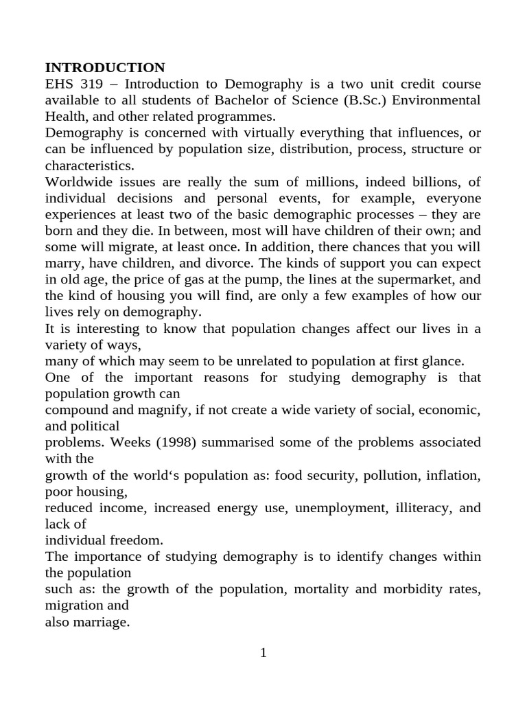 Introduction | PDF | Demography | Sociology