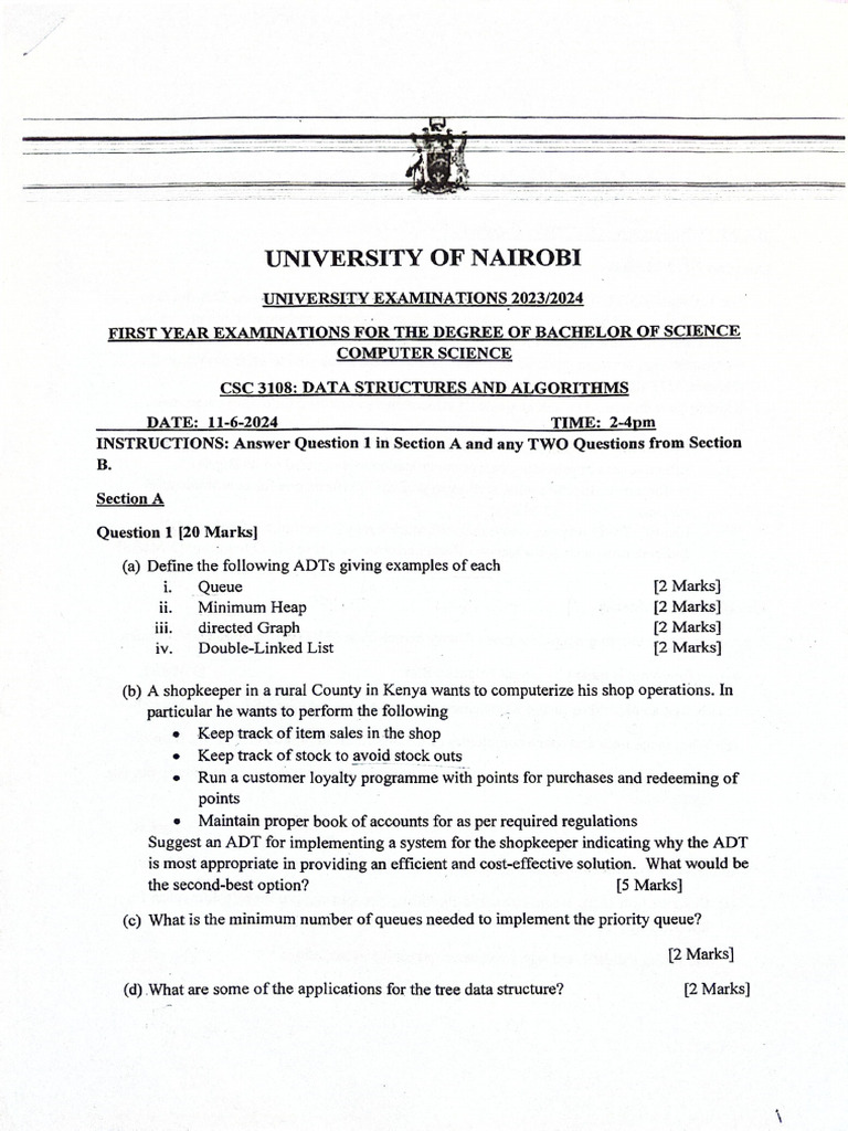 2024.6.11 - CSC 3108 - Data Structures & Algorithms - EXAM | PDF