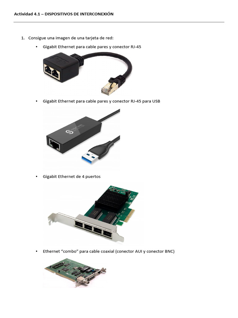 Acividad 4.1 Dispositivos de Interconexión hecho (3) | PDF | Red de computadoras | Conmutador de red