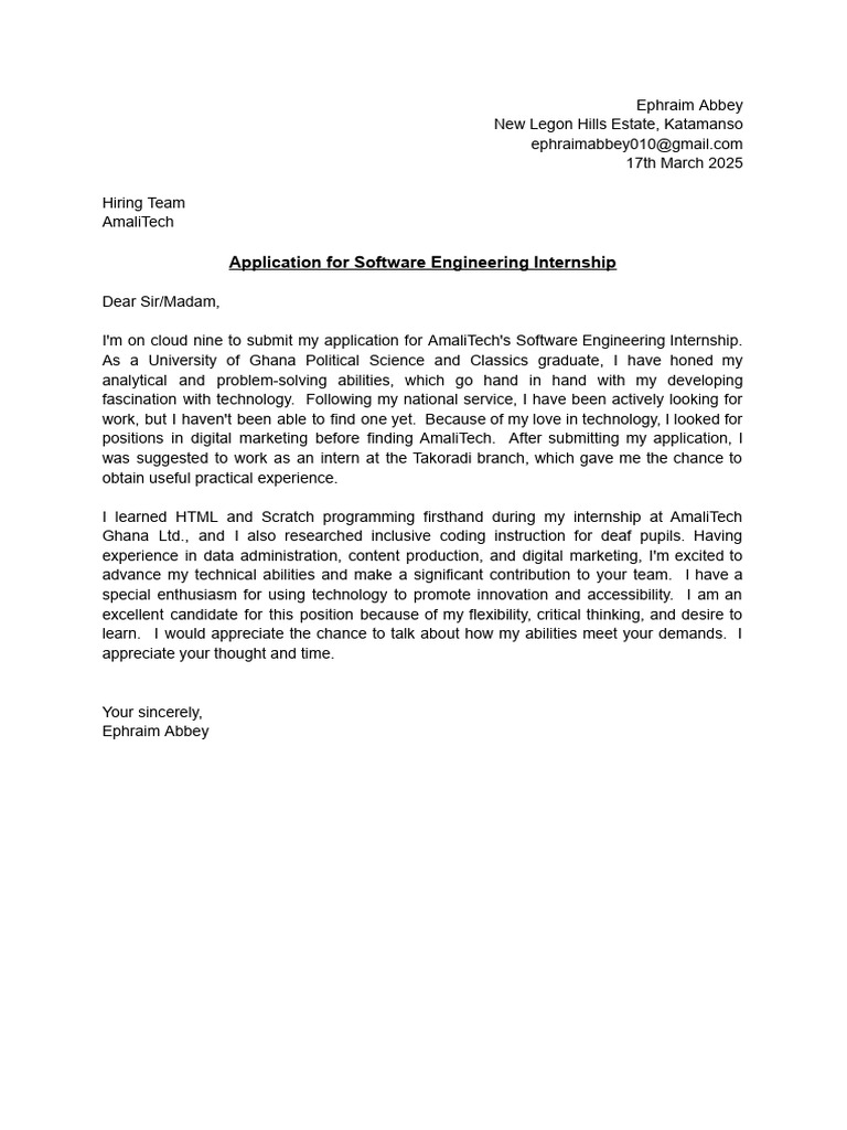 Internship Letter | PDF