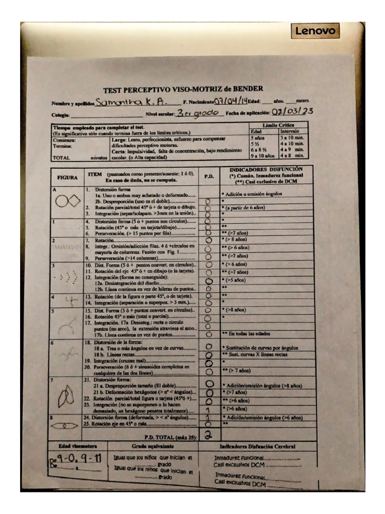 Prueba Bender | PDF