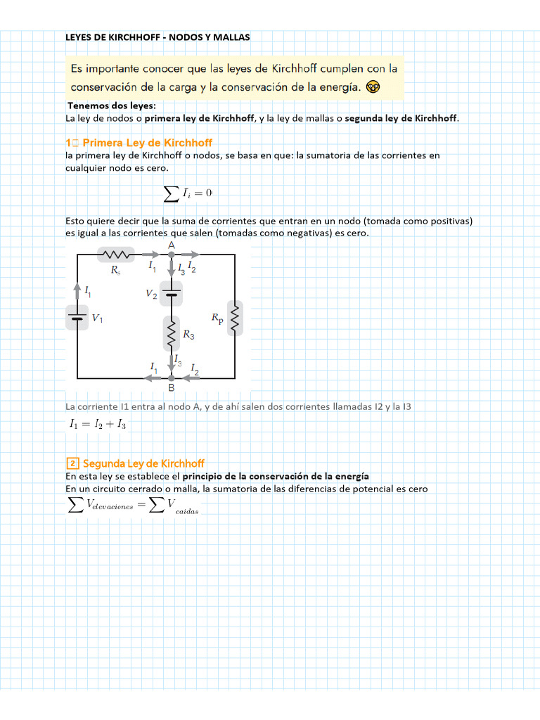 Leyes de Kirchhoff - Nodos y Mallas | PDF