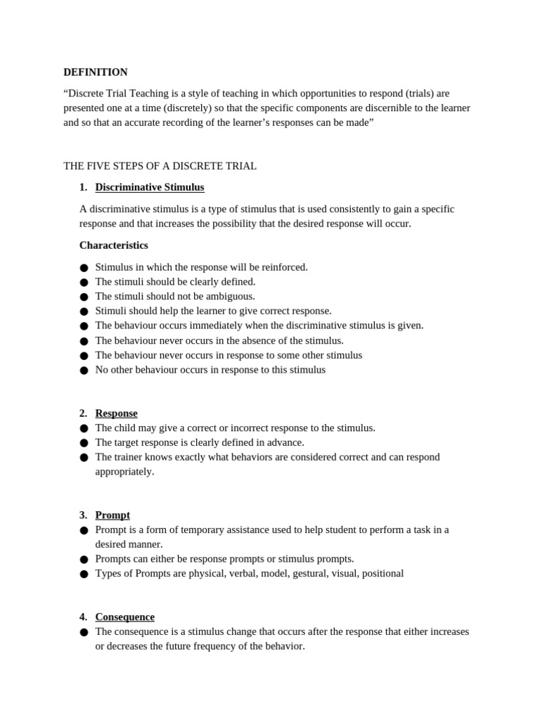 Discrete Trial Teaching Explained | PDF | Learning | Reinforcement