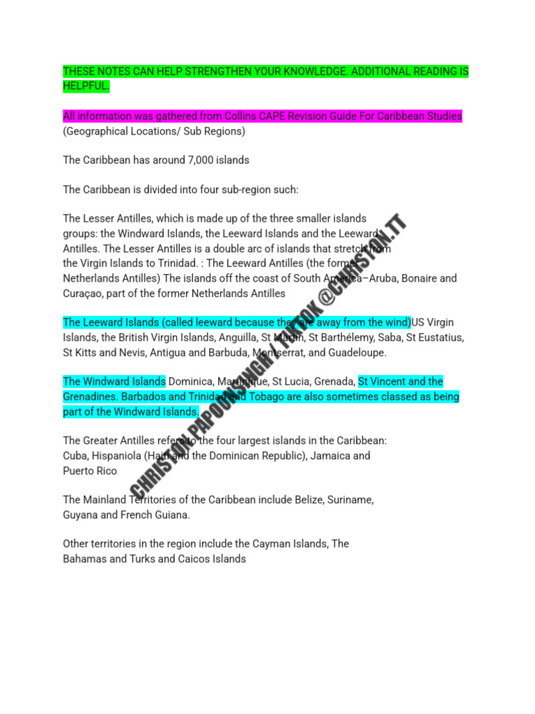 Caribbean Studies Notes | PDF | Lesser Antilles | Caribbean
