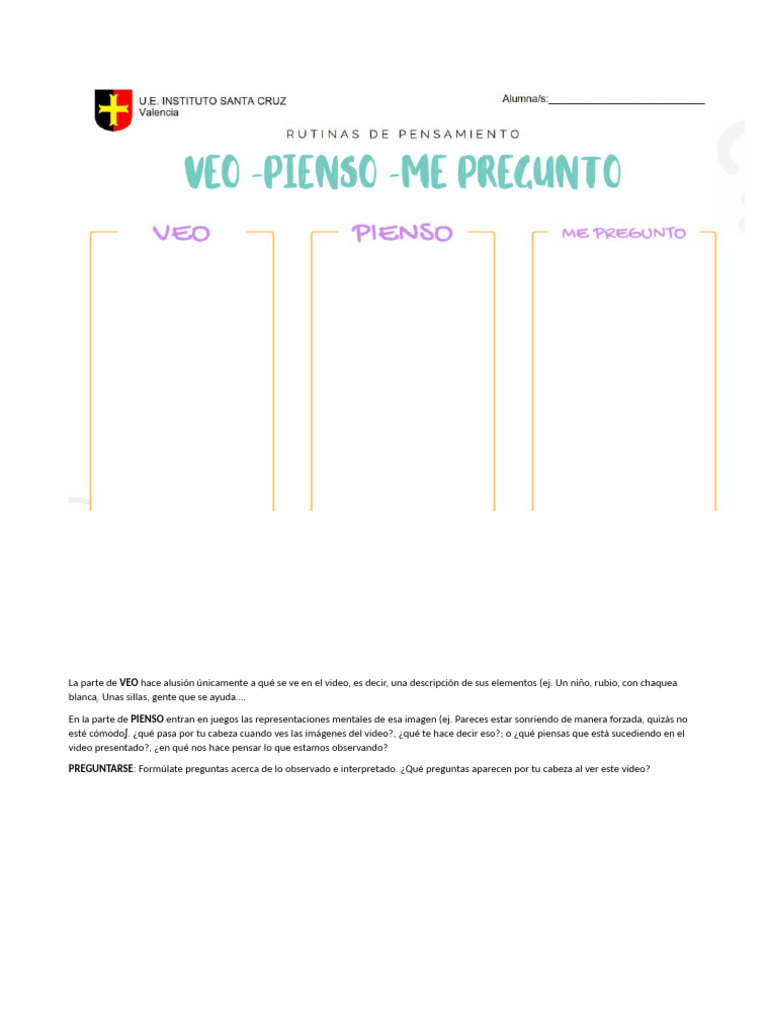 Rutina Veo-Pienso-Me Pregunto | PDF