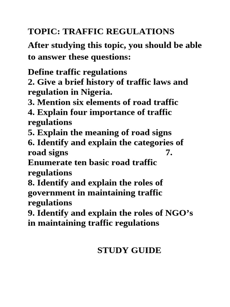 Traffic Regulations in Nigeria Explained | PDF | Traffic | Driving