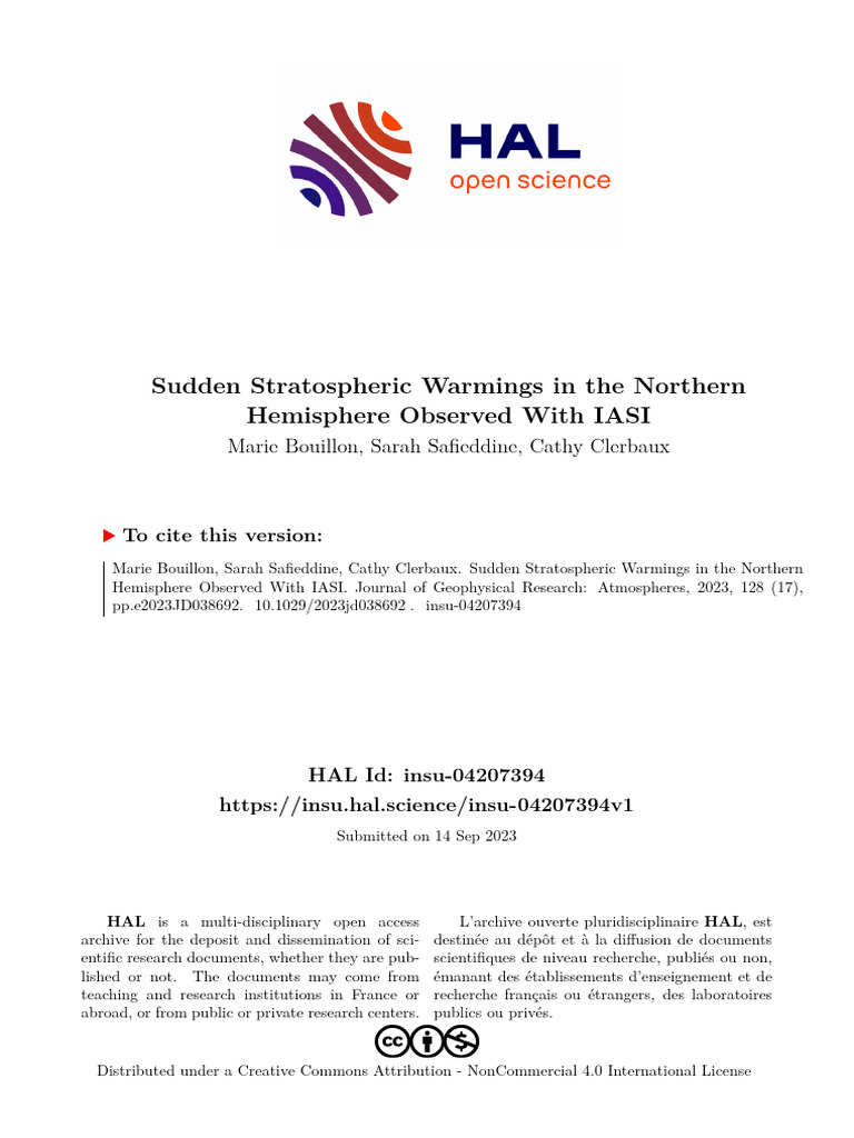 JGR Atmospheres - 2023 - Bouillon | PDF | Stratosphere | Ozone Depletion