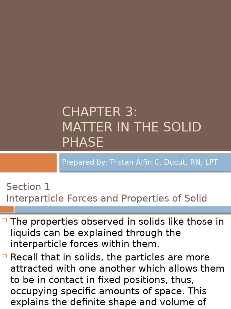 Lesson 3 Matter in The Solid Phase | PDF | Crystal | Molecules