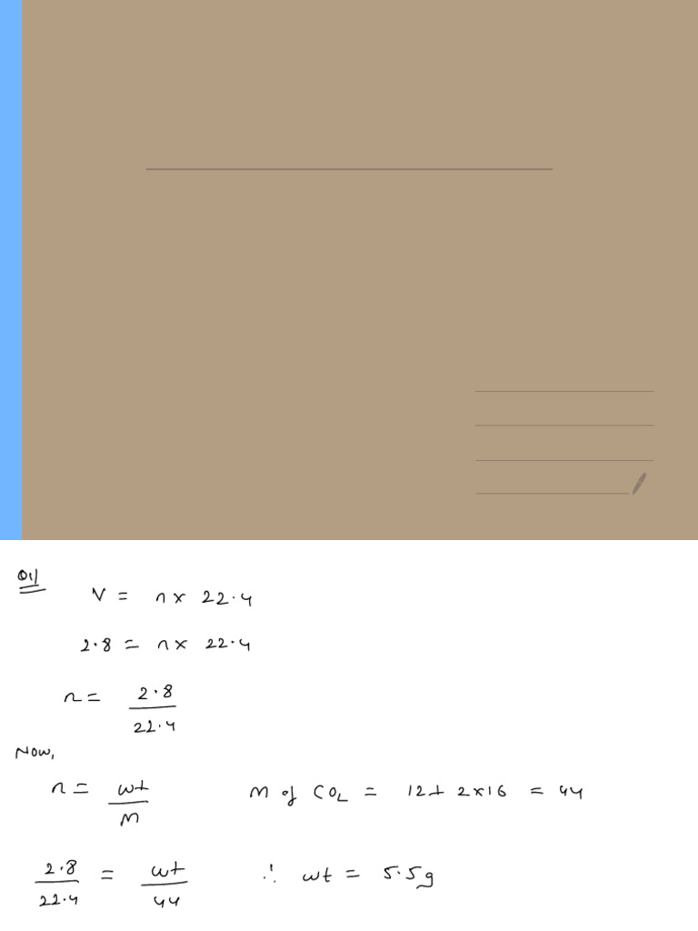 Chemical Calculations And Mole Concepts Pdf Chemistry Physical