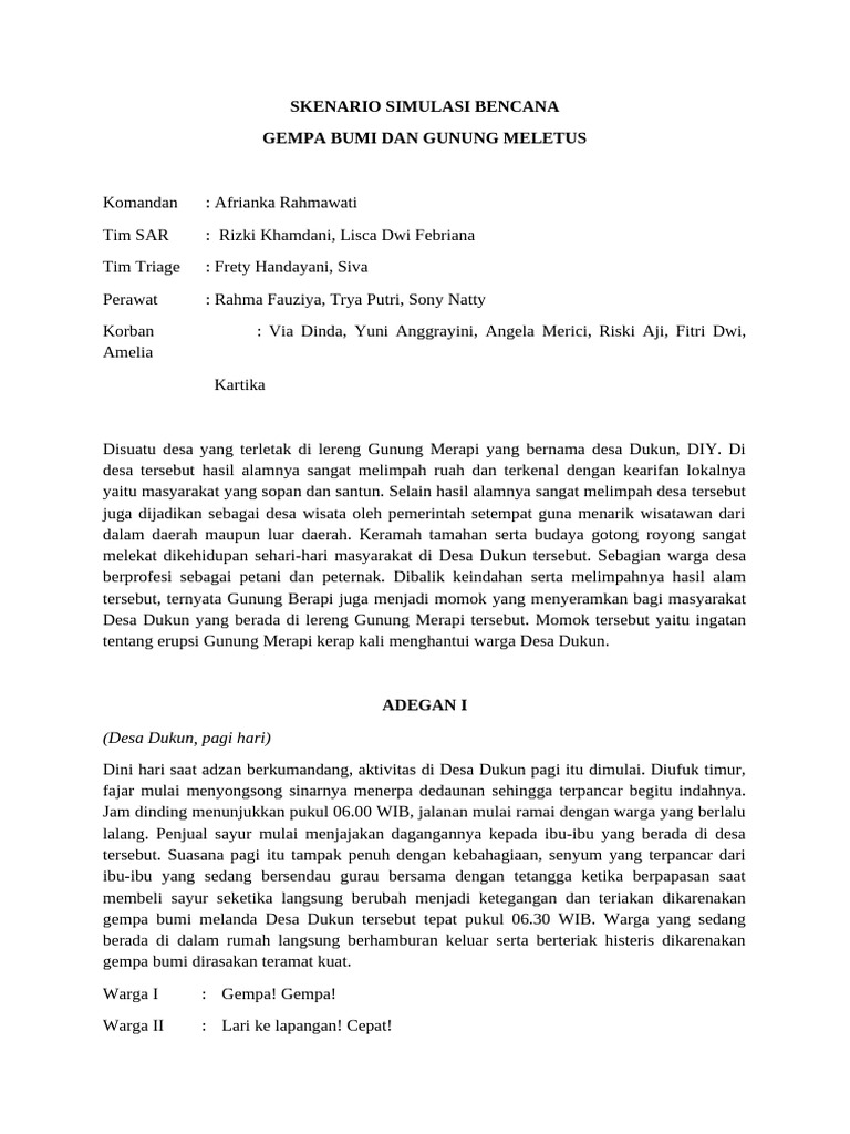 Skenario Simulasi Bencana Gempa Fix | PDF