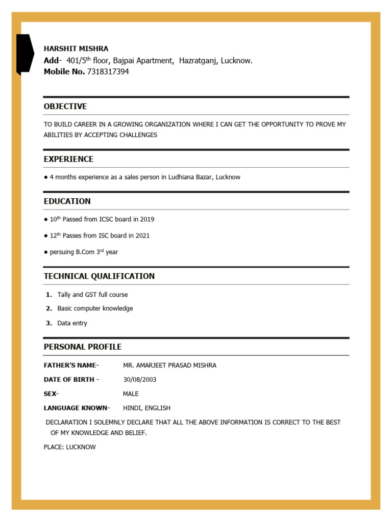 Harshit Mishra - Resume Overview | PDF