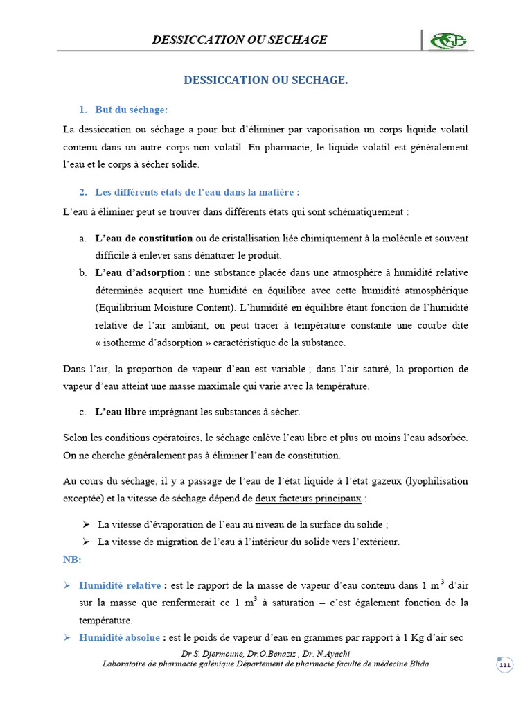 Dessiccation : Techniques et Théorie | PDF | Humidité | Adsorption
