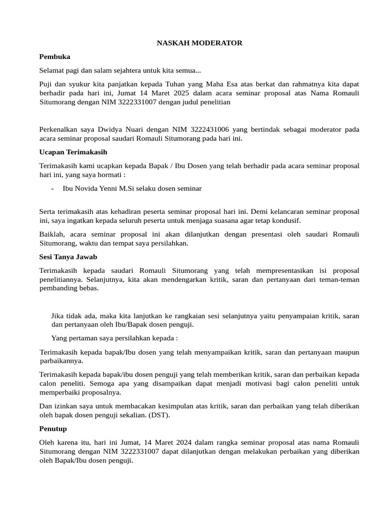 Naskah Moderator Dwidya | PDF