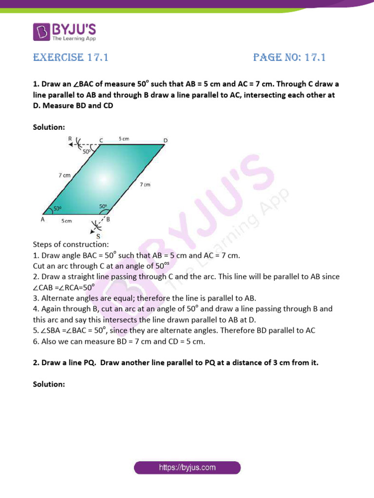 Rd Sharma Maths Class7 Solution Chapter 17 Ex 1 | PDF | Angle | Triangle Geometry