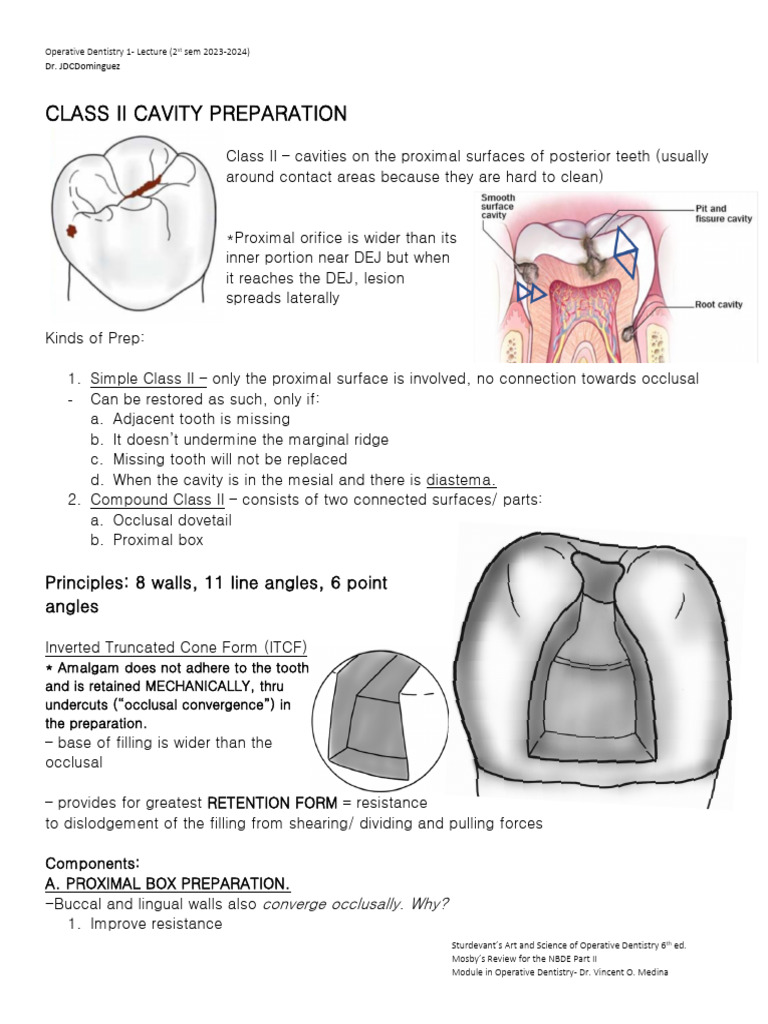Class II Cavity Preparation Guide | PDF | Dentistry Branches | Dentistry