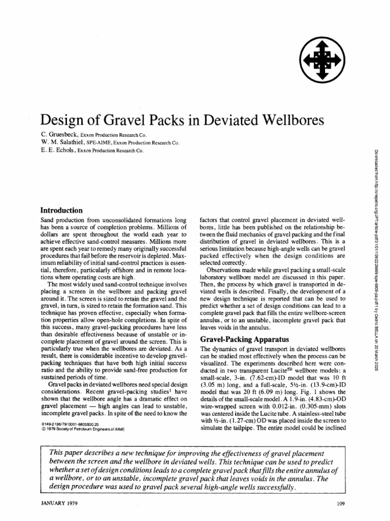 1979 Design of Gravel Packs in Deviated Wellbores | PDF | Viscosity ...