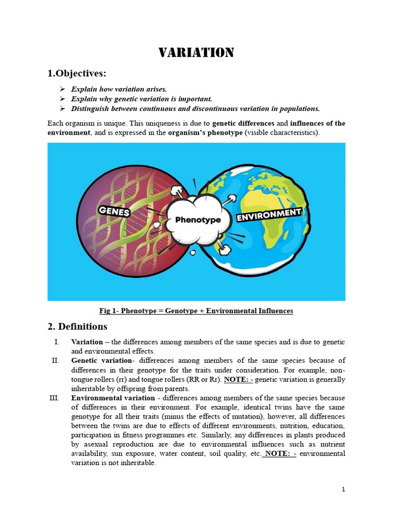 Variation & Species, Selection, Genetic Engineering | PDF | Natural ...