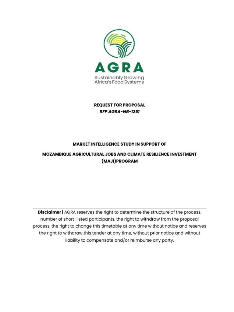 Market Intelligence RFP for MAJI Program | PDF | Climate Resilience ...