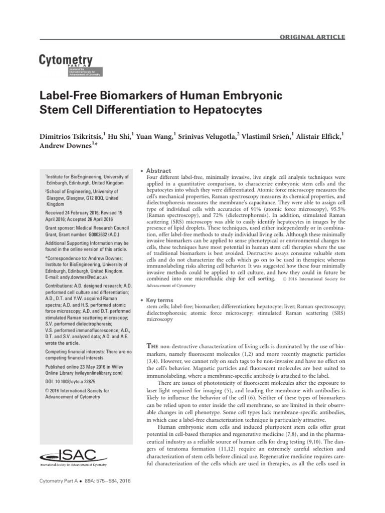 Cytometry PT A - 2016 - Tsikritsis - Label Free Biomarkers of Human ...