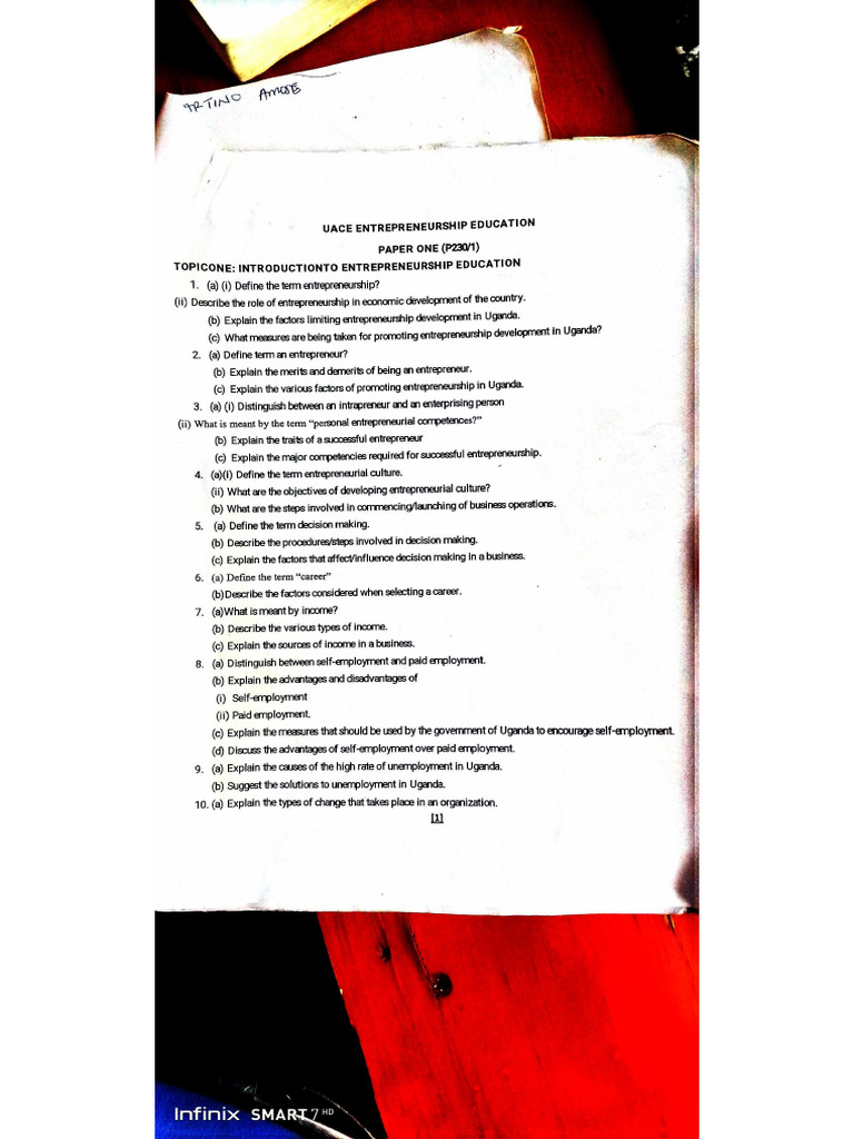 Ent Uneb Questions (Imvepi) | PDF