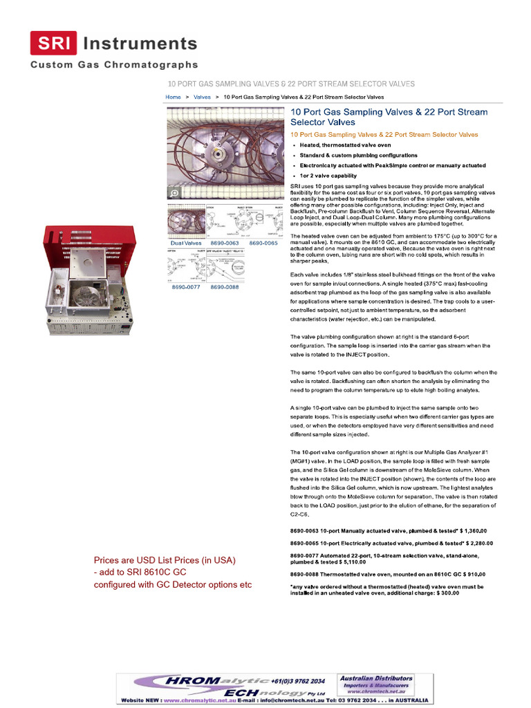 10 Port Gas Sampling Valves & 22 Port Stream Selector Valves | PDF