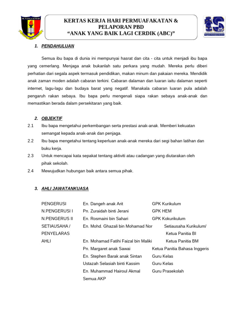 Kertas Kerja Hari Permuafakatan & Pelaporan PBD 2024 | PDF
