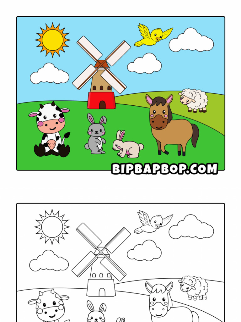Field Farm Animals Coloring Pages Letter | PDF